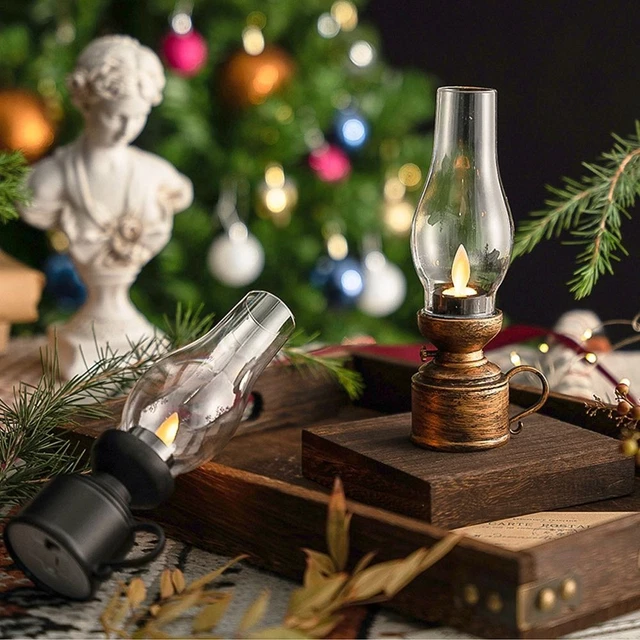 RETRO ELECTRONIC KEROSENE Lamp Home Kerosene Lamp Desktop Decor Table ...