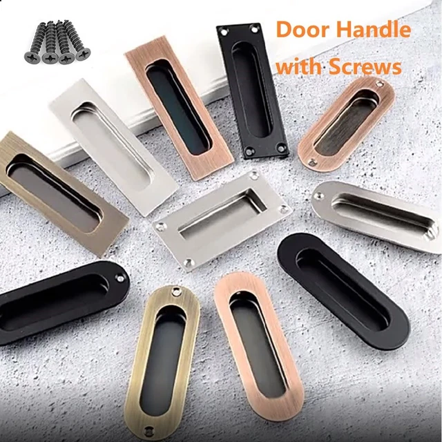 NEW RECESSED FLUSH Pocket Door Cabinet Pull Inset Slid Door Handle With ...