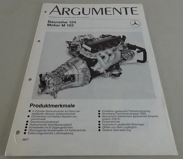GUÍA / ARGUMENTE Mercedes-Benz Motor M102 para Tipo W124 Stand 11/1984 ...