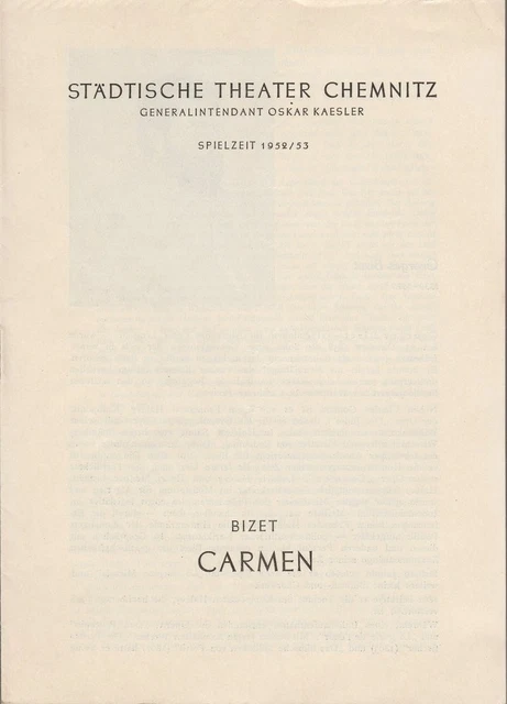PROGRAMMHEFT GEORGES BIZET CARMEN Theater Chemnitz 1952 EUR 14,90 - PicClick DE