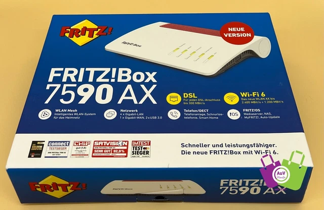AVM FRITZ!BOX 7590 AX Ethernet-Anschluss - Weiß (20002998) - NEU/OVP ...