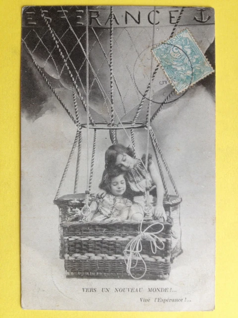 CPA FANTAISIE NACELLE Ballon MONTGOLFIERE Hot air Balloon ENFANTS ...