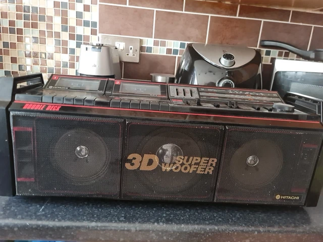 VINTAGE HITACHI TRK 3D8E 3D Super Woofer Boom Box radio cassette 1987 ...