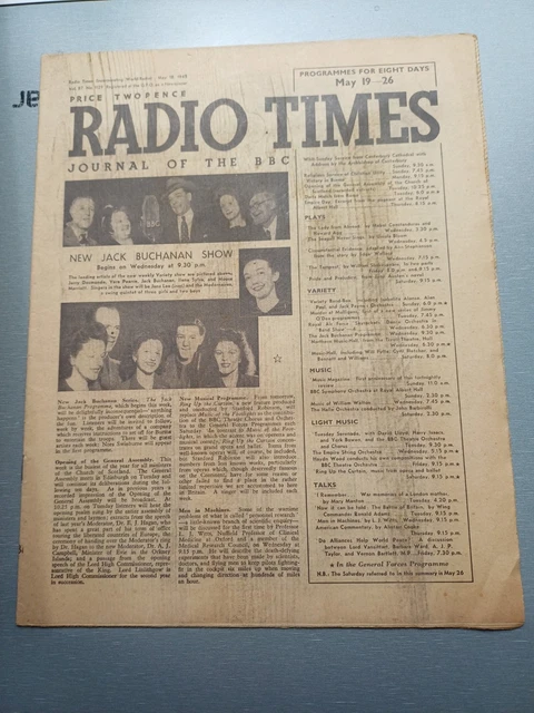 6 COPIES OF The Radio Times - Dates Include 1944 (1),1945(1), 1946(1 ...