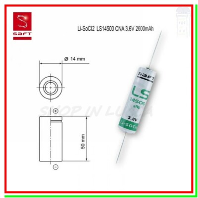 SAFT LS14500 CNA Battery Stack 3,6v Li-SOCl 2 Stylus AA Axial welded ...