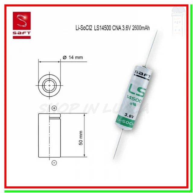 SAFT 14500 CNA 3.6V Li-SOCl2 STYLE AA Axle Welding Rheophores Battery £ ...