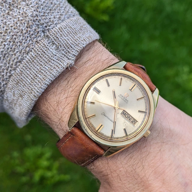 VINTAGE OMEGA SEAMASTER, 1968, CD 166.032 Automatic Day-Date Gold Plate ...