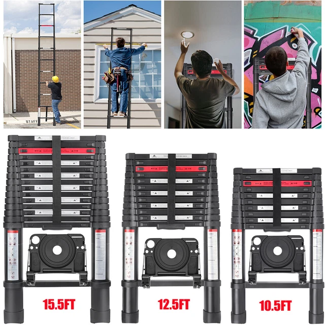 PORTABLE ALUMINUM TELESCOPIC Ladder Heavy Duty Folding Extension Step ...