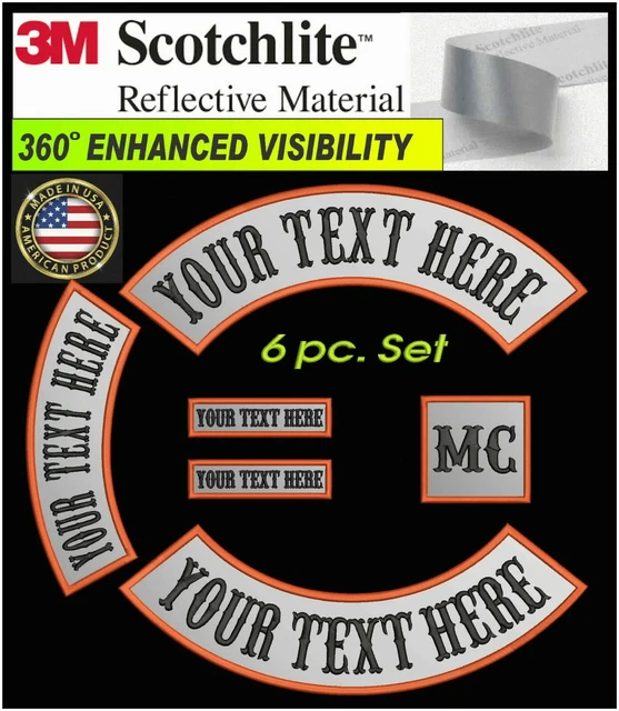 CUSTOM EMBROIDERED REFLECTIVE Biker Banner Rocker Patch $25.00 - PicClick