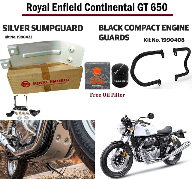 ROYAL ENFIELD &GT 650 Sump guard & Compact Engine Guard & Oil Filter ...