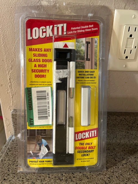 LOCKIT! BLACK/WHITE DOUBLE Bolt Sliding Door Lock *New In Sealed ...