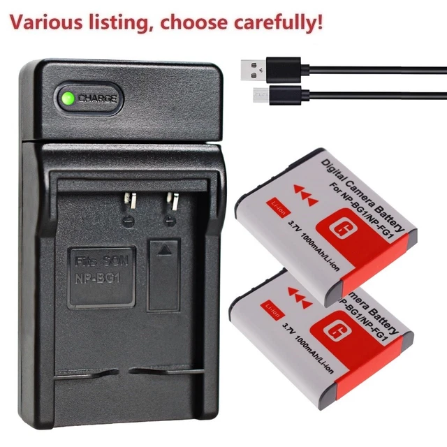 NP-BG1 NP-FG1 TYPE G Battery or Charger for Sony Cybershot W / H Series ...