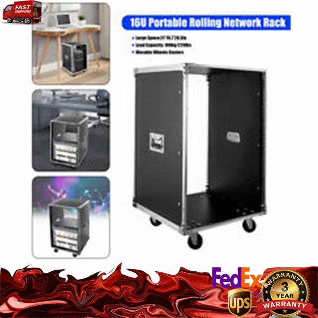 16U SERVER RACK Open Frame Rolling Network Data Rack 19 inch w/ Casters ...
