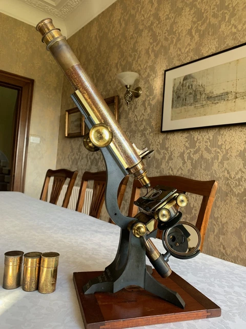 EARLY ANTIQUE W. Watson & Son Student Model Brass Microscope - circa ...