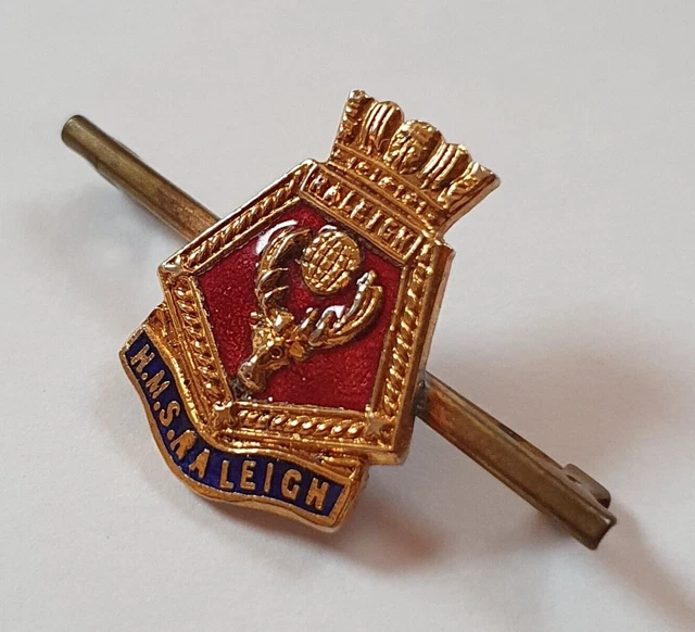ROYAL NAVY HMS Raleigh Enamel Sweetheart Bar Brooch Badge £21.90 ...