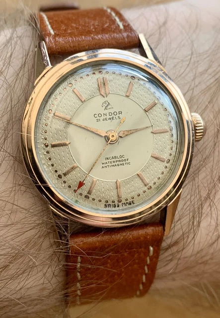 VINTAGE MIDSIZED 1950’S CONDOR Rose Gold Capped Case! 21 Jewel ETA Cal ...