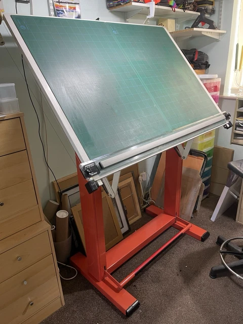 HEAVY DUTY A0 Twin Column Drawing Board. White Top With Fitted Cutting ...