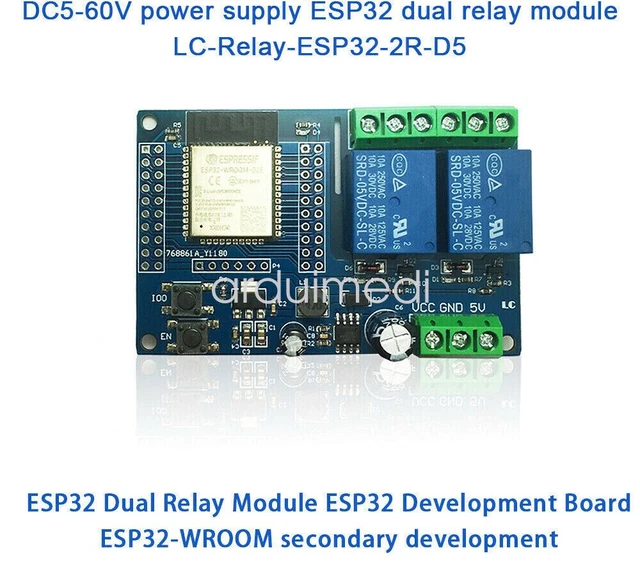 ESP32-WROOM DEVELOPMENT BOARD 2 Channel WIFI Bluetooth Relay Module DC ...