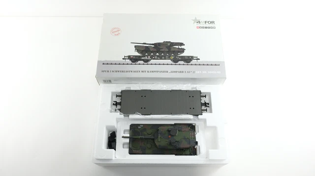 4MFOR MÄRKLIN SPUR 1 58035-03 Schwerlast-Flachwagen mit Kampfpanzer ...