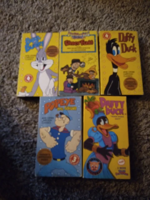 LOT VHS DE dessins animés classiques 5 Looney Tunes, Bugs Bunny, Daffy ...