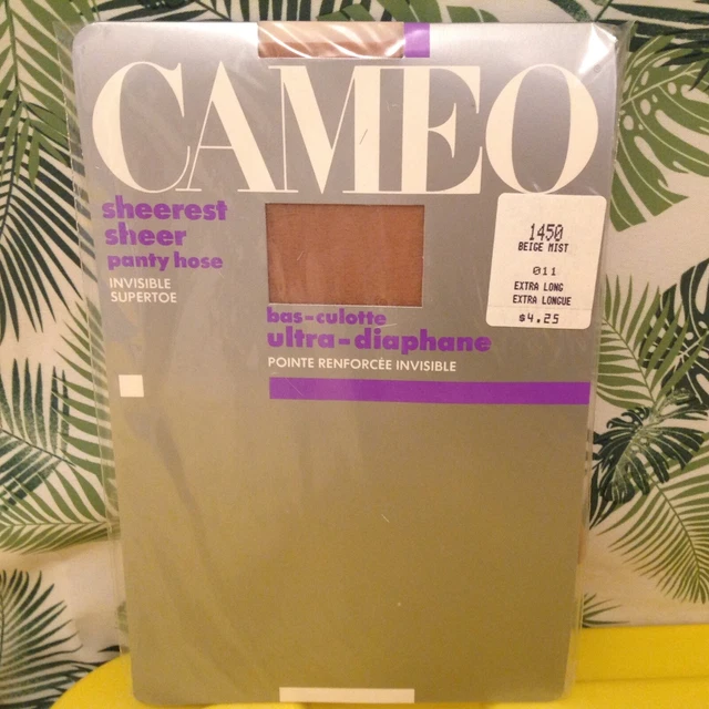 VINTAGE PANTYHOSE CAMEO Sheerest Sheer Color Beige Mist Size Extra Long ...