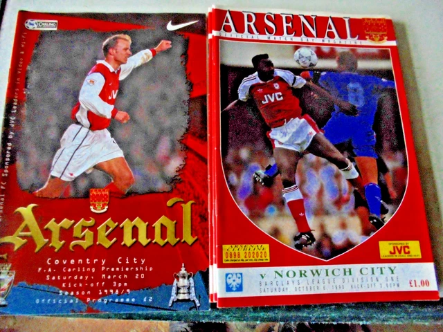 22 ARSENAL HOME Programmes from 1990's SEE LIST £13.97 - PicClick UK
