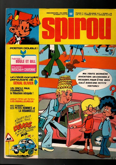 SPIROU N°1961. 13 NOVEMBRE 1975. Complet du poster BOULE ET BILL EUR 5,00 - PicClick FR