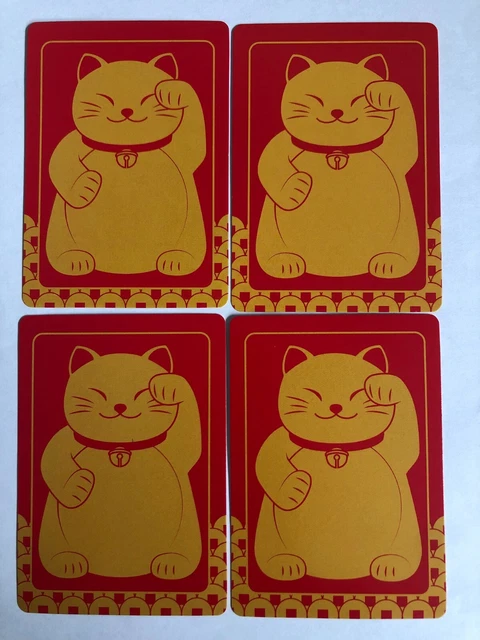 MANEKI NEKO JAPANESE Lucky Cat Good Luck Coin Kitten Swap Playing Cards ...