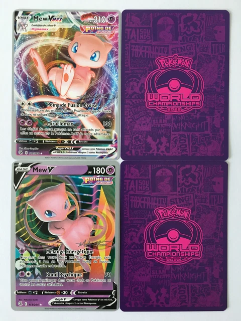 2 Cartes Pokemon Mew V And Vmax 113 114 264 Deck Championnat Du Monde