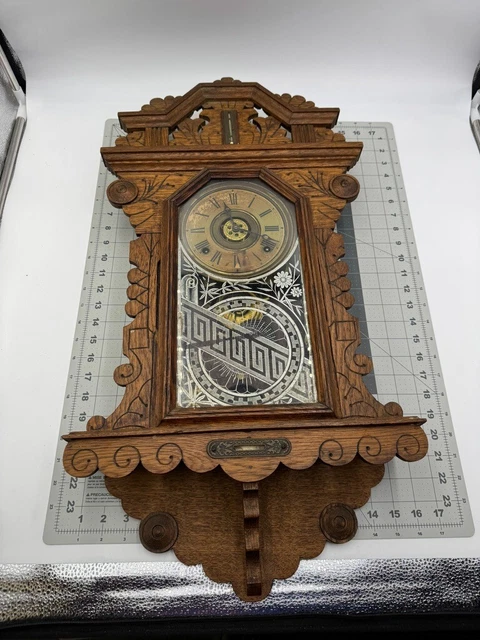 ANTIQUE E. Ingraham Wall Clock AS IS! 8 Day Crown Drop W A Edwards $51. ...