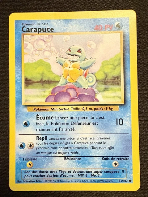 CARTE POKÉMON CARAPUCE 63/102 Set De Base Édition 2 Ed2 Wizards EUR 6 ...
