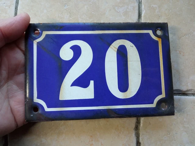 ANCIENNE PLAQUE EMAILLÉE de numéro de rue N°20 en Fer EUR 5,00 - PicClick FR