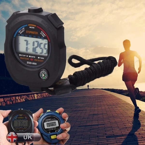 NEW PROTABLE DIGITAL LCD Stopwatch Chronograph Timer Counter Sports ...