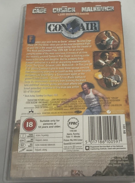 CON AIR VHS Nicolas Cage John Cusack Action Theiller 90s Video Tape ...