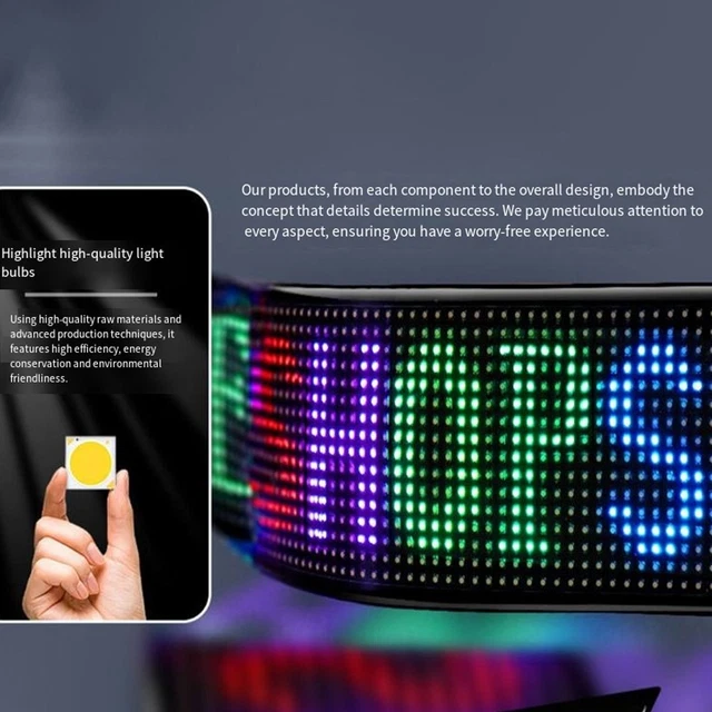 FLEXIBLE LED CAR Screen for Vehicle Wireless APP Control 16 by 144 PLUS ...