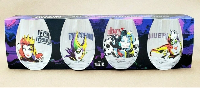 DISNEY VILLAINS CRUELLA Ursula Maleficent Evil Queen Tear Drop Set of 4 ...