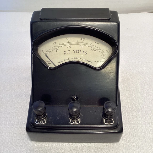 VINTAGE WORKBENCH LABORATORY DC Volt Meter Gauge WM Welch Scientific ...