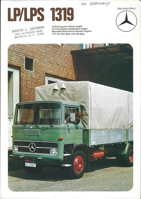 TRUCK BROCHURE - Mercedes-Benz - LP LPS 1319 - c1975 (T2306) £8.27 ...