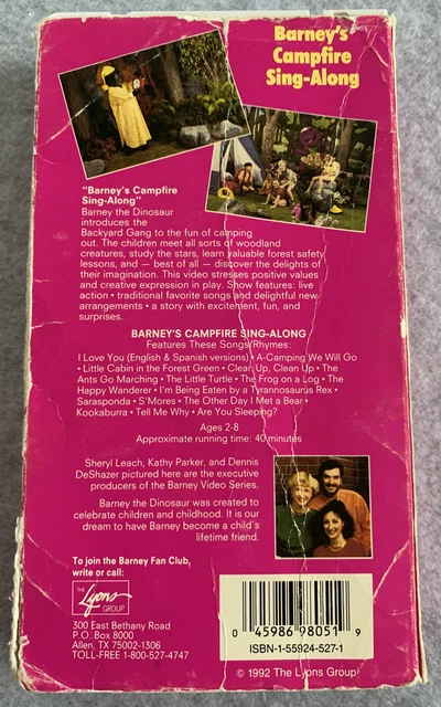 BARNEY - BARNEYS Campfire Sing-Along (VHS, 1990) £3.14 - PicClick UK