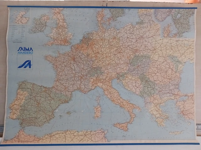 MAPPA POSTER SCOLASTICA EUROPA 128 x 93 cm USATA COME NUOVA EUROPE MAP ...