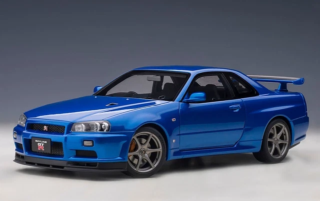 AUTOART 77408 1/18 Nissan Skyline GT-R R34 V-Spec II Bayside Bleu Modèle Auto EUR 553,74 ...