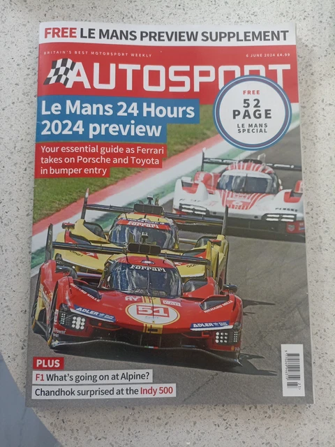 AUTOSPORT MAGAZINE - 6 June 2024 (Le Mans 24 Hours preview special) £3.50 - PicClick UK