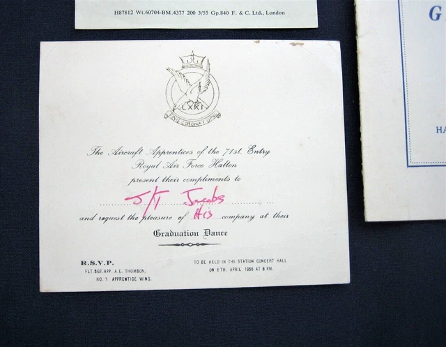 ROYAL AIR FORCE Halton 71st Entry Graduation Programme & Invites April ...