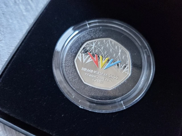 BIRMINGHAM 2022 COMMONWEALTH Games UK 50p Silver Proof Coloured Coin £ ...