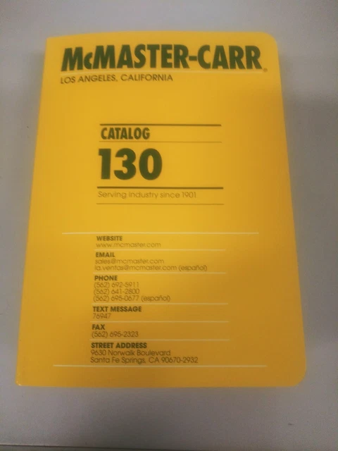 2024 MCMASTER CARR Catalog #130 Los Angeles Brand NEW $34.91 - PicClick CA