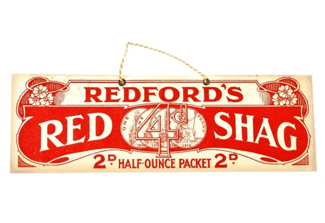 ANTIQUE EARLY 1900S Redford & Co Red Shag Tobacco Shop Advertising ...