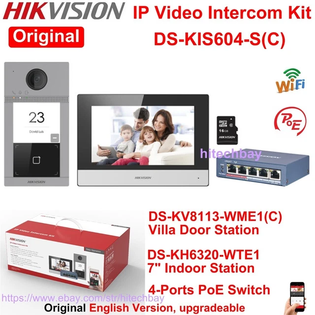 HIKVISION IP VIDEO Intercom Kit DS-KIS604-S(C) Door station Monitor PoE ...