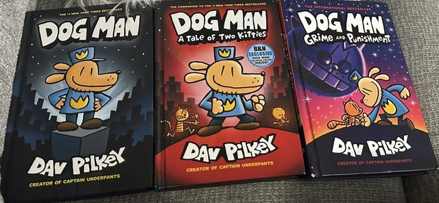 LOT OF 3 Dog Man Dav Pilkey Book Hardcover Grime Punishment Tale Two ...