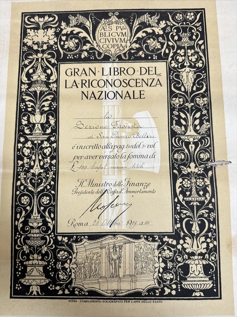 DOCUMENTI ANTICHI CERTIFICATO Iscrizione Sezione Fascista Del 1929 EUR ...