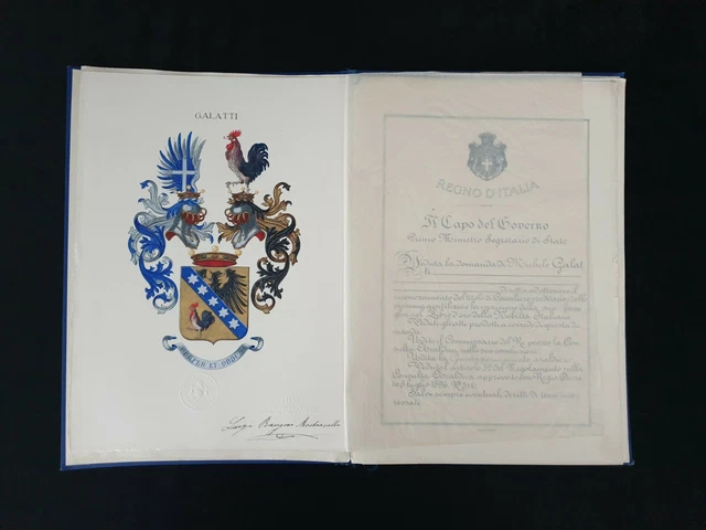 BENITO MUSSOLINI EL Duce Signé Royal Grant De Bras Lettres Verni De ...